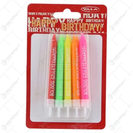 Set 10 lumanari tort colorate "Boldog Szulinapot" 9 CM - Hontfar