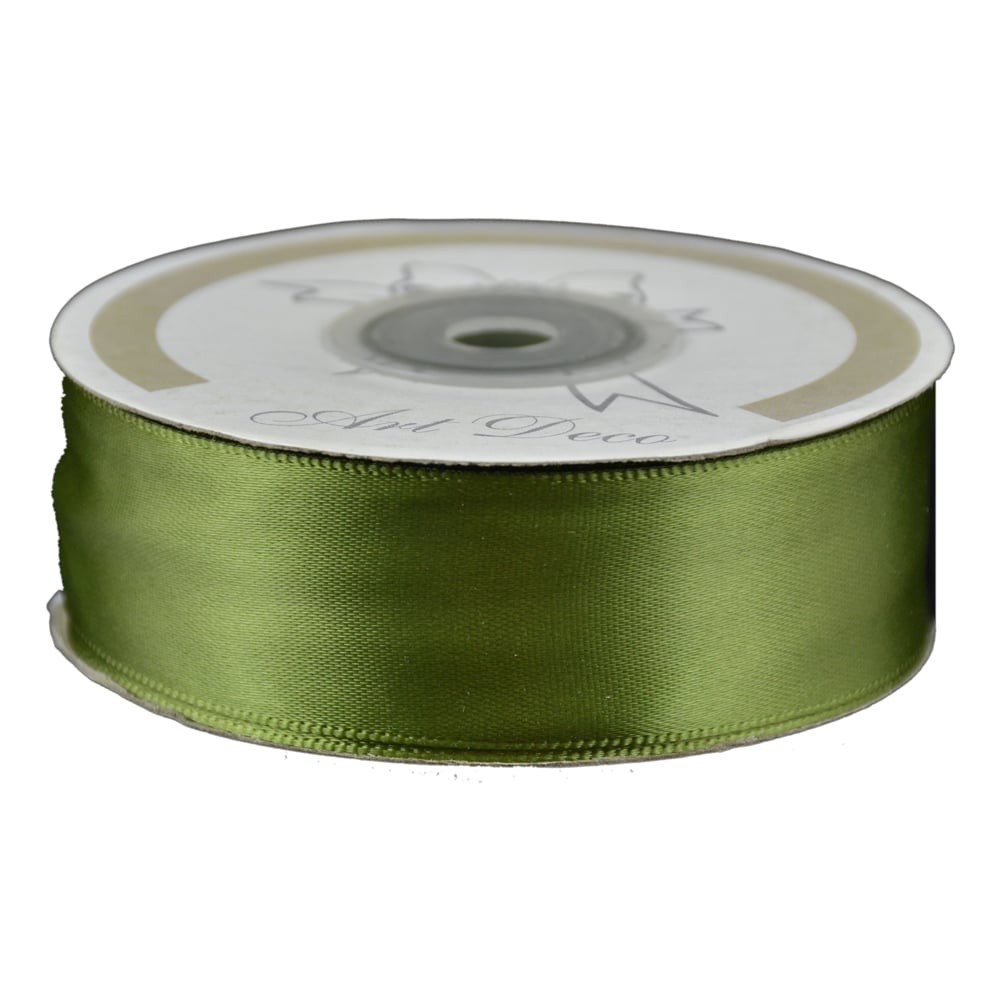 Rola panglica satin Verde kheki 25 mm x 25 m, Art Deco - Hontfar