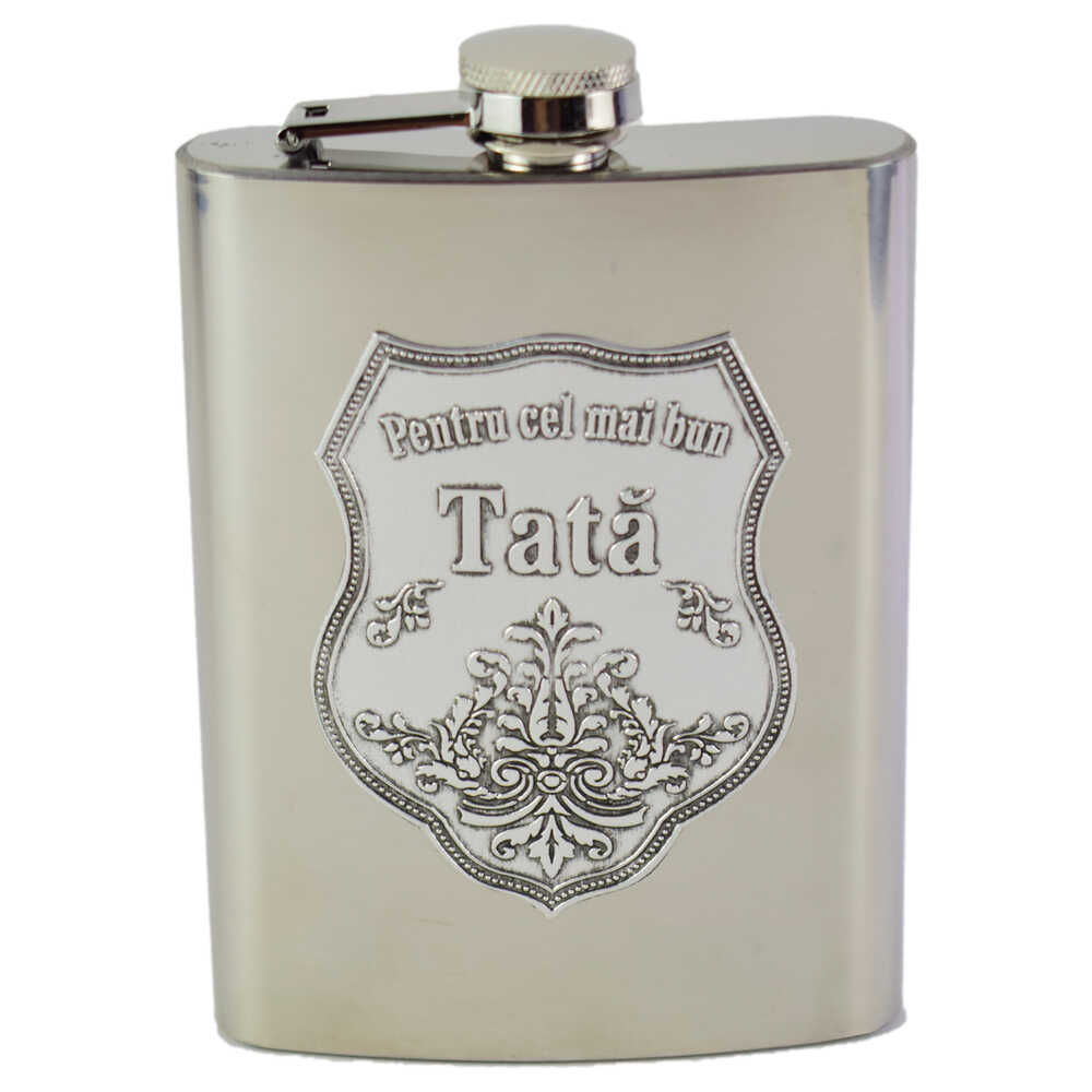 Plosca din metal cu decor embosat - Pentru cel mai bun Tata - Hontfar
