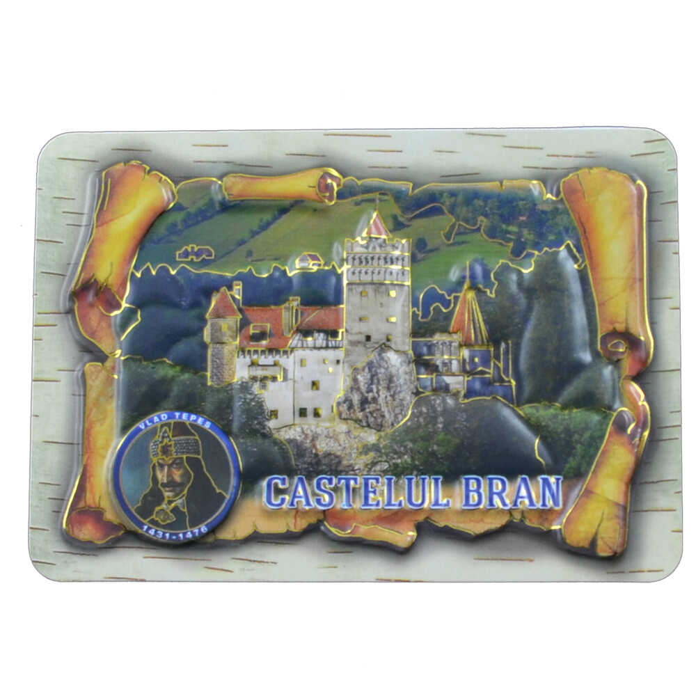 Magnet de frigider din material plastic, Castelul Bran, 10x7 CM - Hontfar
