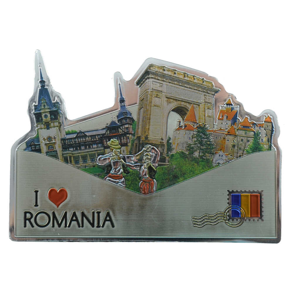 Magnet de frigider din plastic, 9x6 CM, plic "Romania" - Hontfar