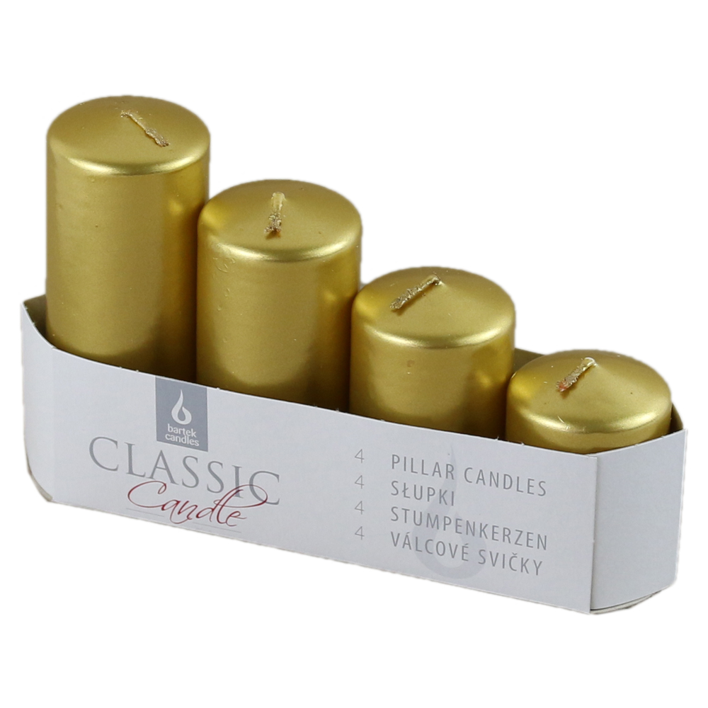 Set 4 lumanari advent Auriu metalizat, 5.5/7/8.5/10 CM, Classic Candle ...
