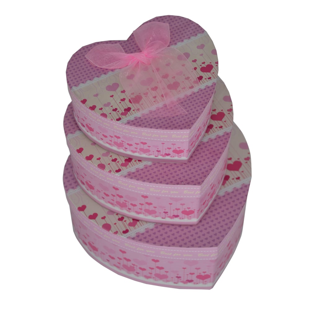 Set 3 cutii pentru cadou in forma de inima - 2 modele - Hontfar