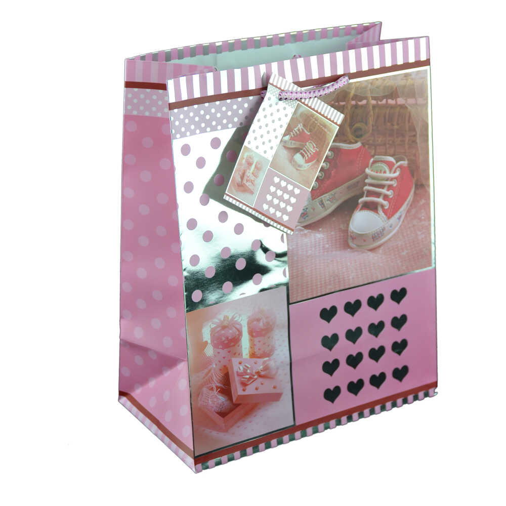 Punga cadou din hartie - Design Elegant - Roz - Hontfar