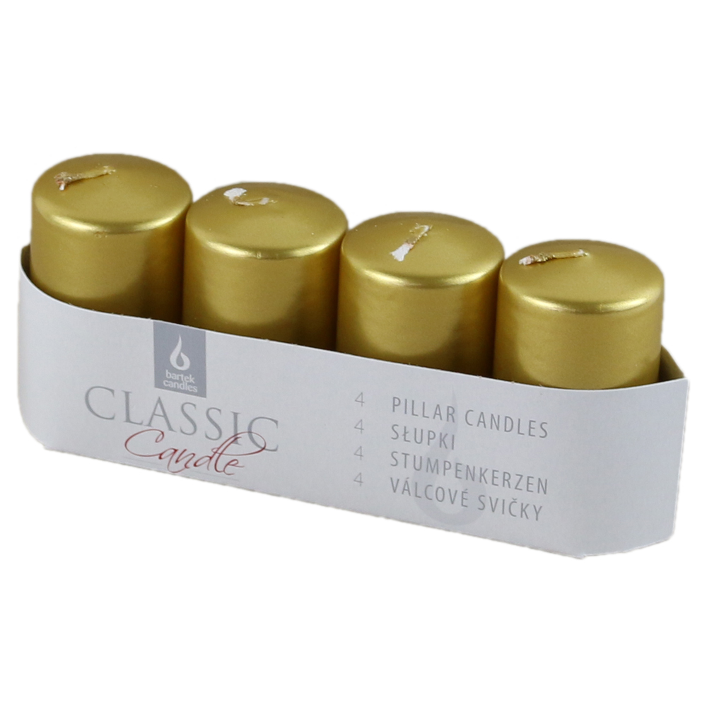 Set 4 lumanari advent Auriu metalizat, 4x7 CM, Classic Candle - Hontfar
