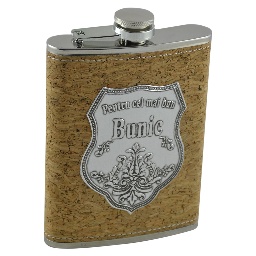 Plosca realizata din inox exterior din pluta - Pentru cel mai bun bunic ...