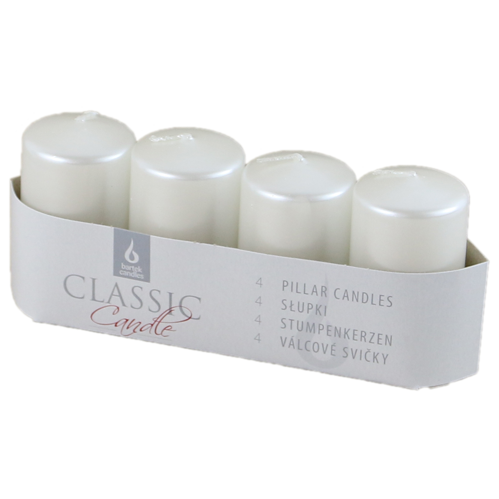 Set 4 lumanari advent Alb metalizat, 4x7 CM, Classic Candle - Hontfar