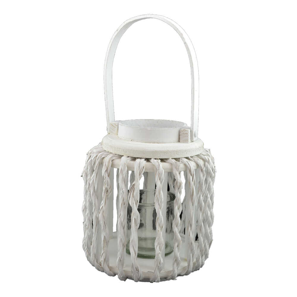 Felinar realizat din ratan cu candela - Rotund 22 cm - Hontfar