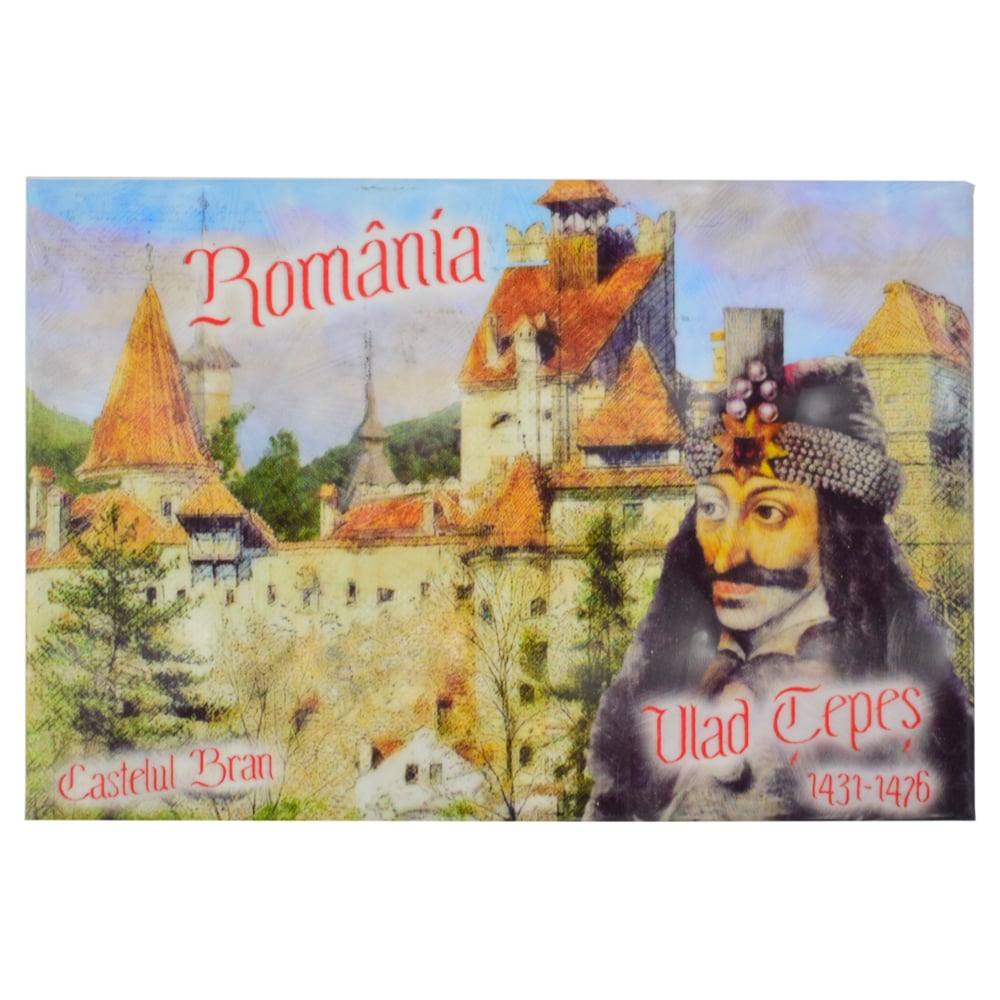 Magnet frigider din plastic Romania 8x5 CM, Peisaje/Castele - Hontfar