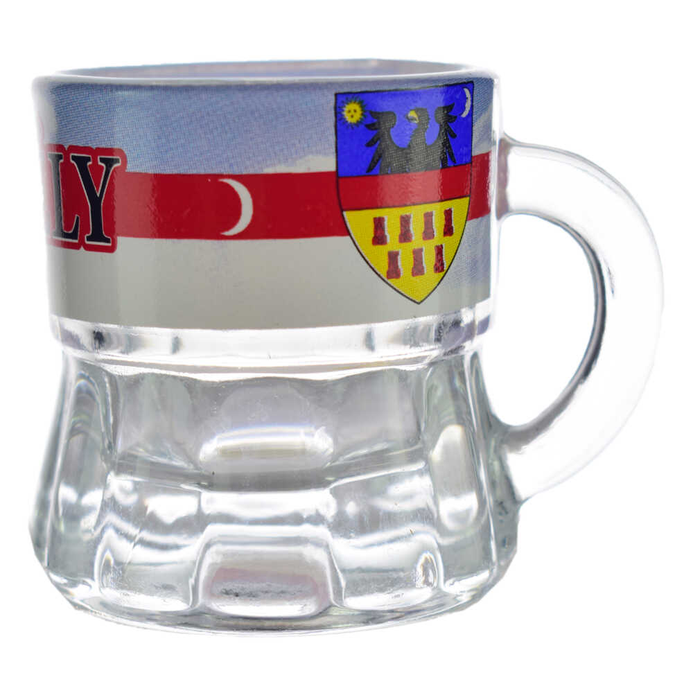 Pahar pentru lichior/snaps realizat din sticla - Design cu stema si ...