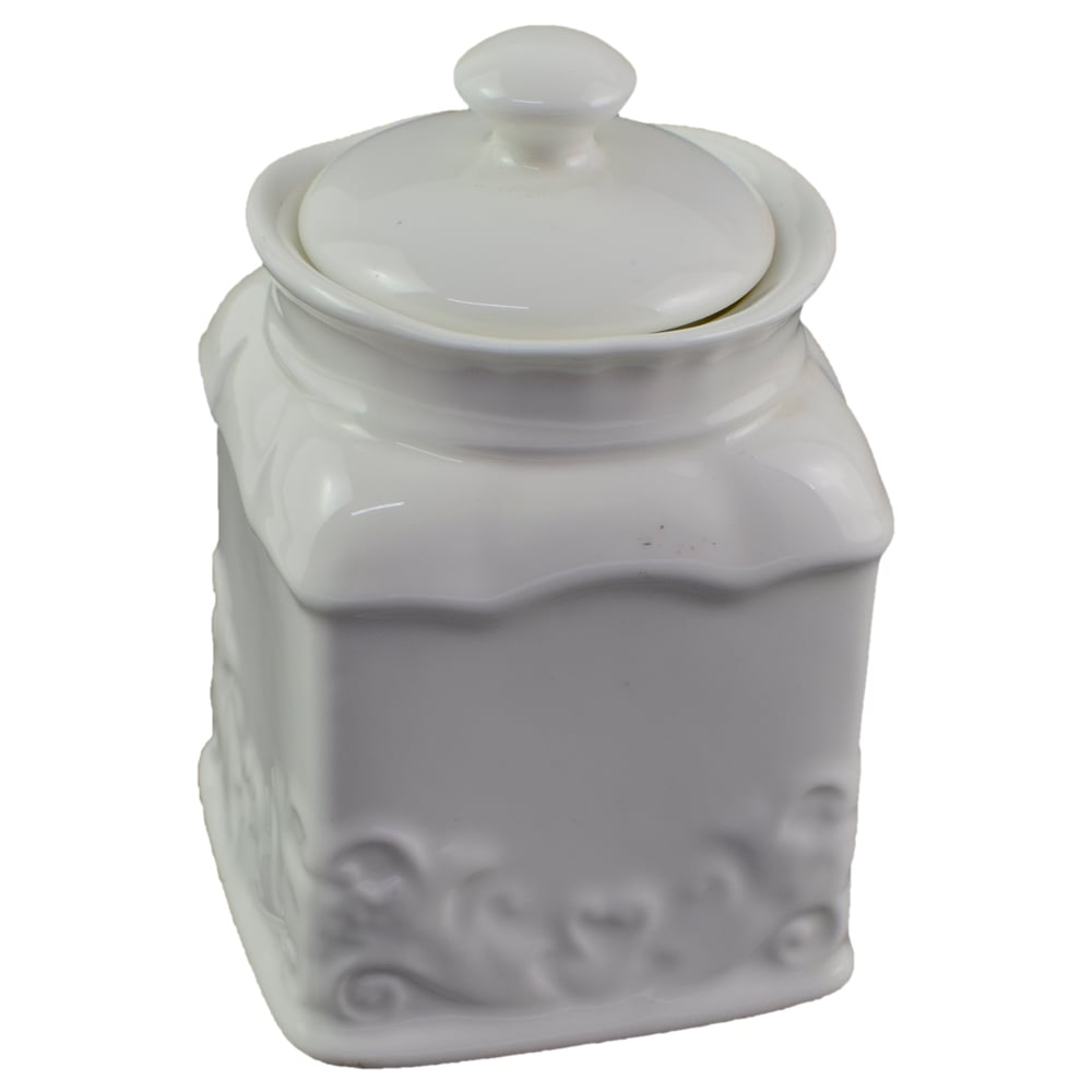 Recipient realizat din portelan cu capac pentru condimente - Alb - Hontfar