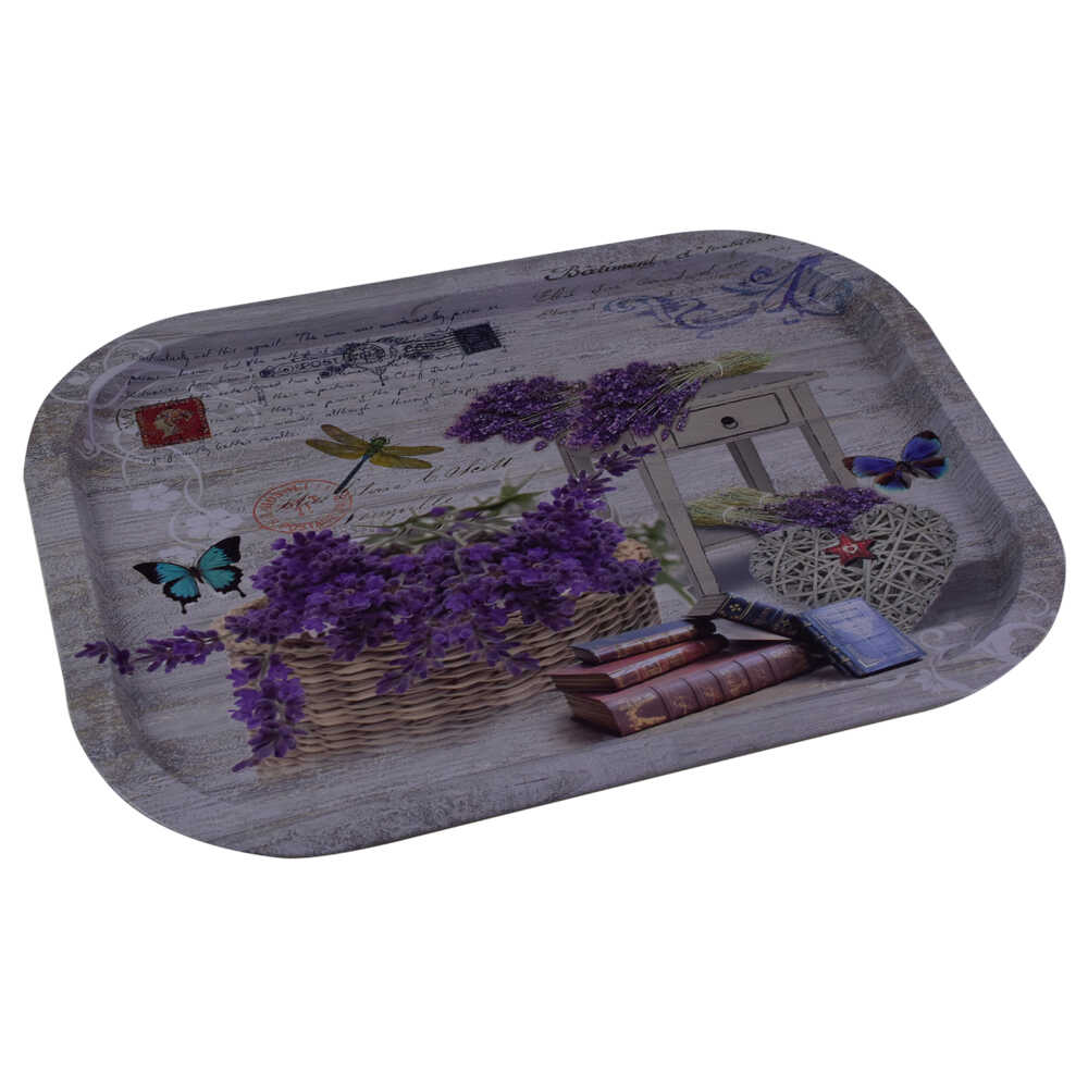 Tava pentru servire realizata din metal - Design Lavanda - Hontfar