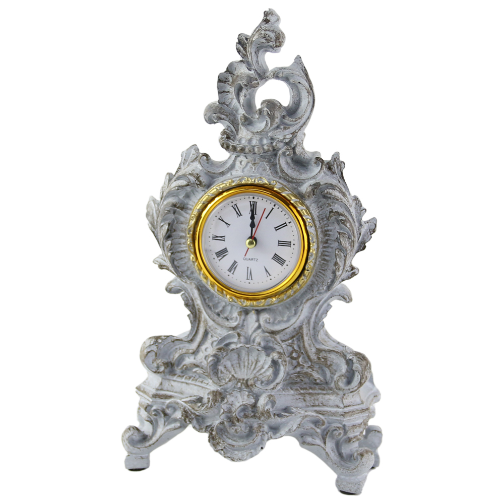 Ceas de masa din rasina Elegant 14x28 - Antic White - Hontfar