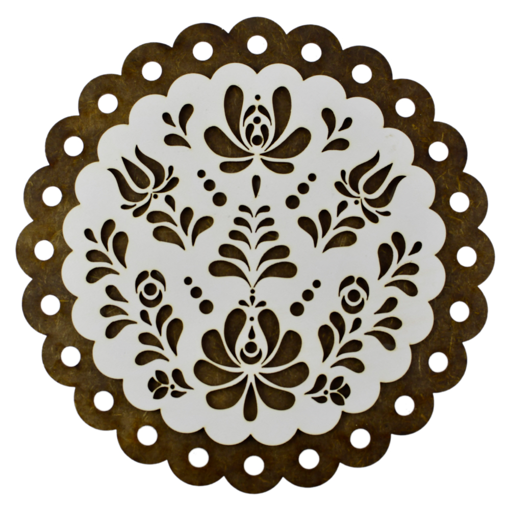 Suport oale traforaj din lemn, cu flori - Hontfar