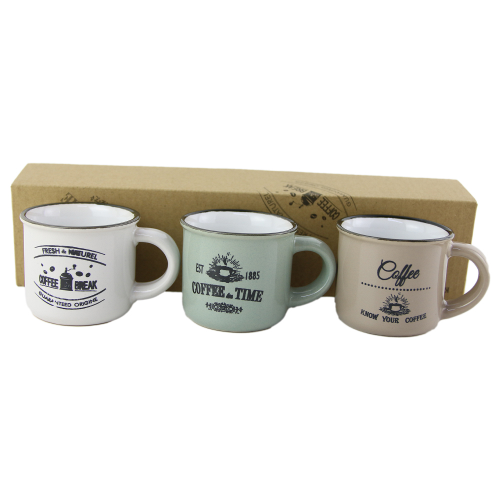 Set 3 cani de cafea espresso din ceramica Coffee 5 CM - Hontfar