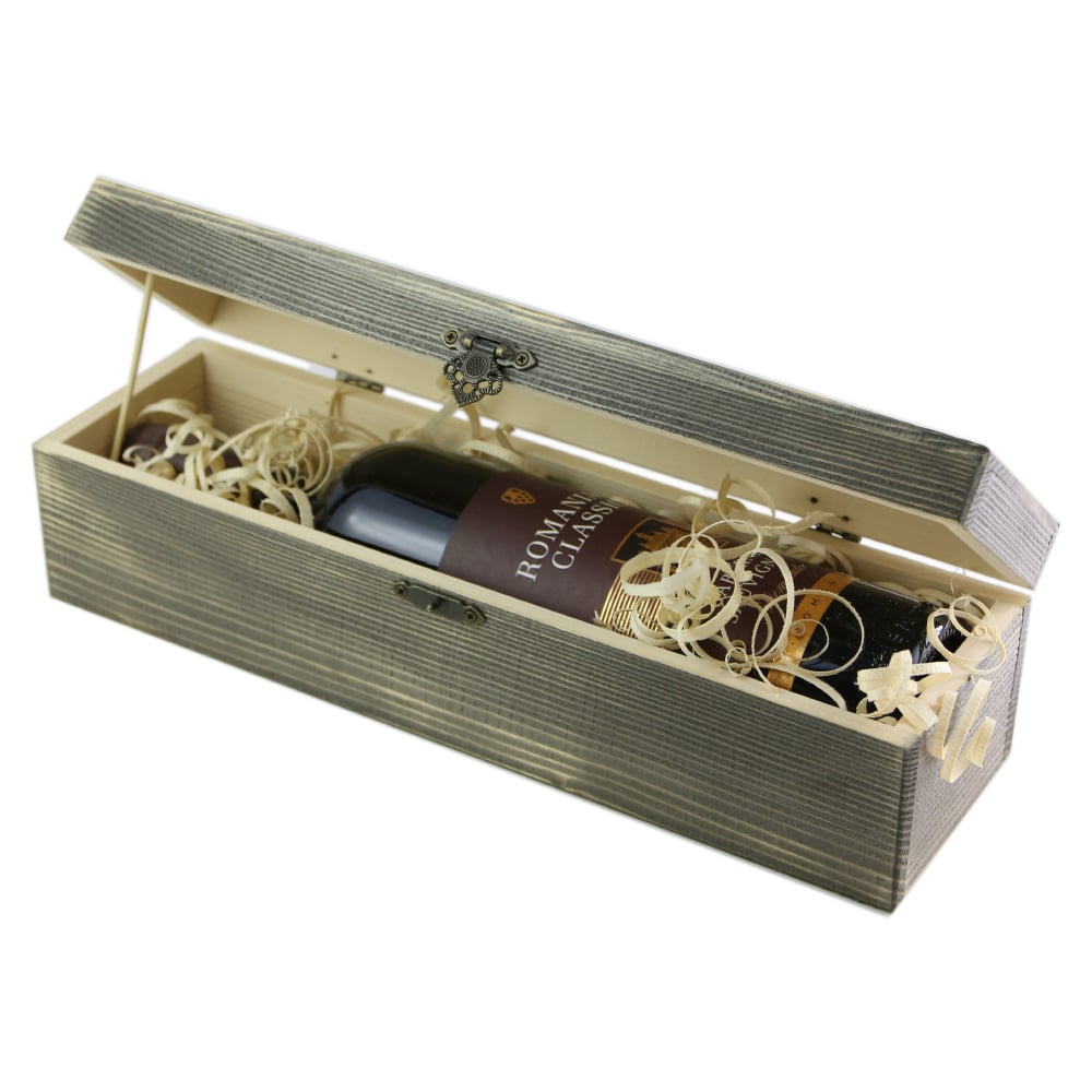 Cutie lemn cu o sticla de vin 750 ml - Hontfar