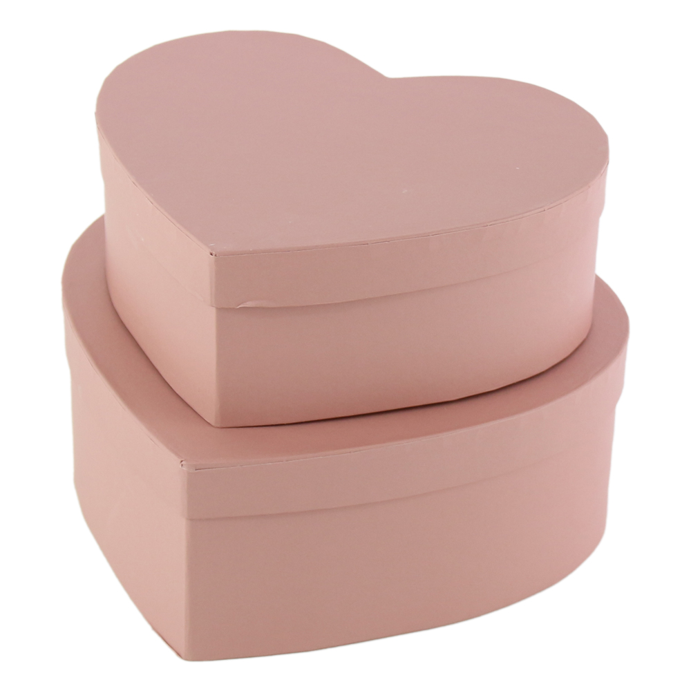 Set 2 cutii cadou Inimioara cu capac, Roz 19/22 CM - Hontfar