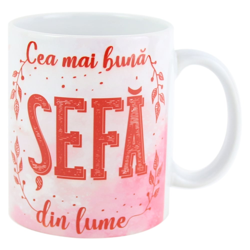Cana ceramica "Cea mai buna Sefa din lume" 330 ml - Hontfar