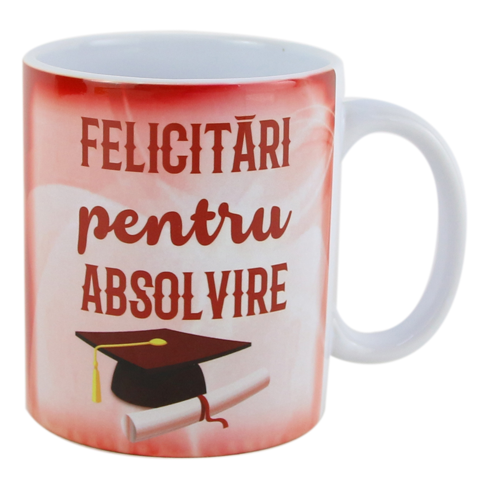 Cana ceramica "Felicitari pentru Absolvire" 330 ml, Rosu - Hontfar