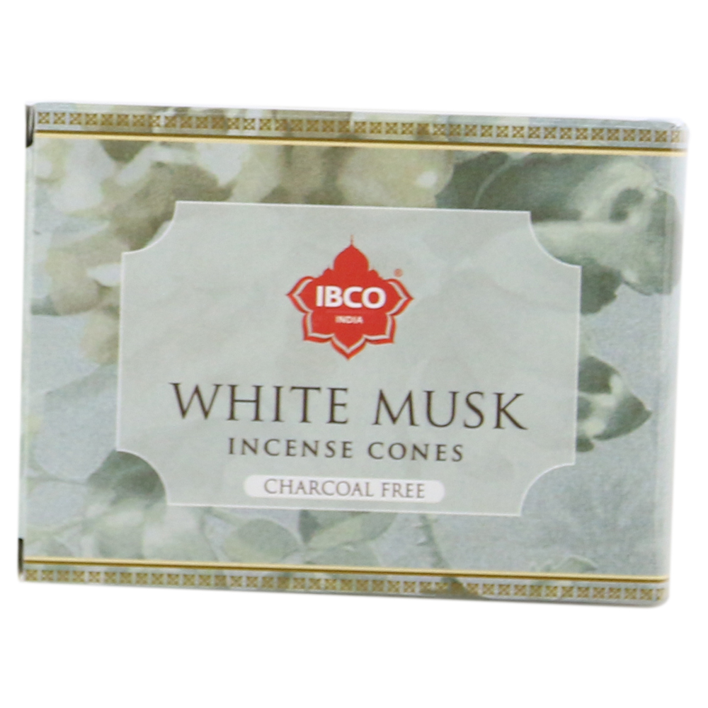 Conuri parfumate Mosc Alb, IBCO India, 10 buc + suport - Hontfar