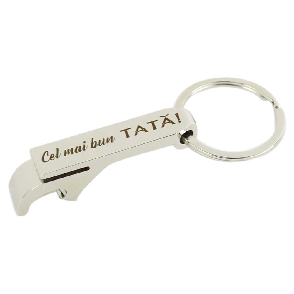 Breloc personalizat cu desfacator de sticle "Cel mai bun Tata!" 9 CM ...