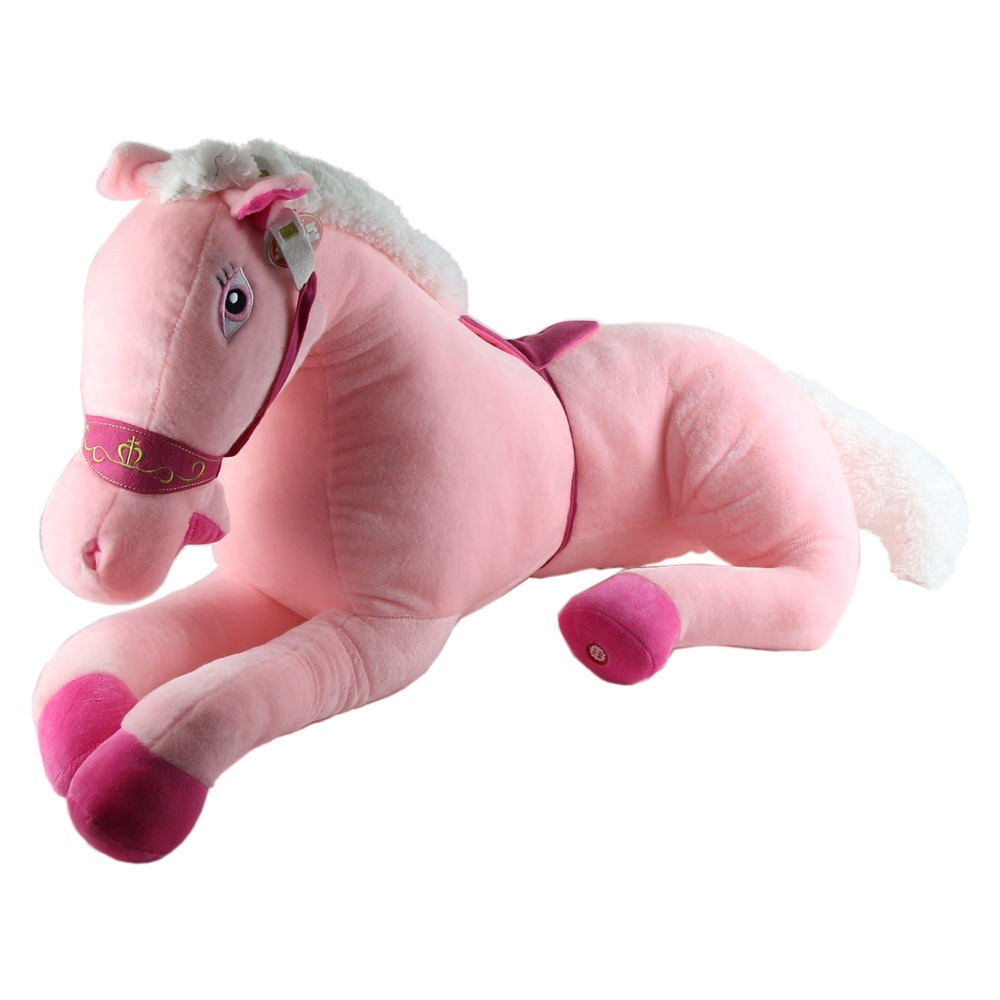 Jucarie de plus - Cal 80 CM, Negru/Roz - Hontfar