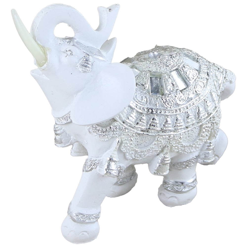 Figurina elefant din rasina aurie 12x11 CM, Alb - Hontfar