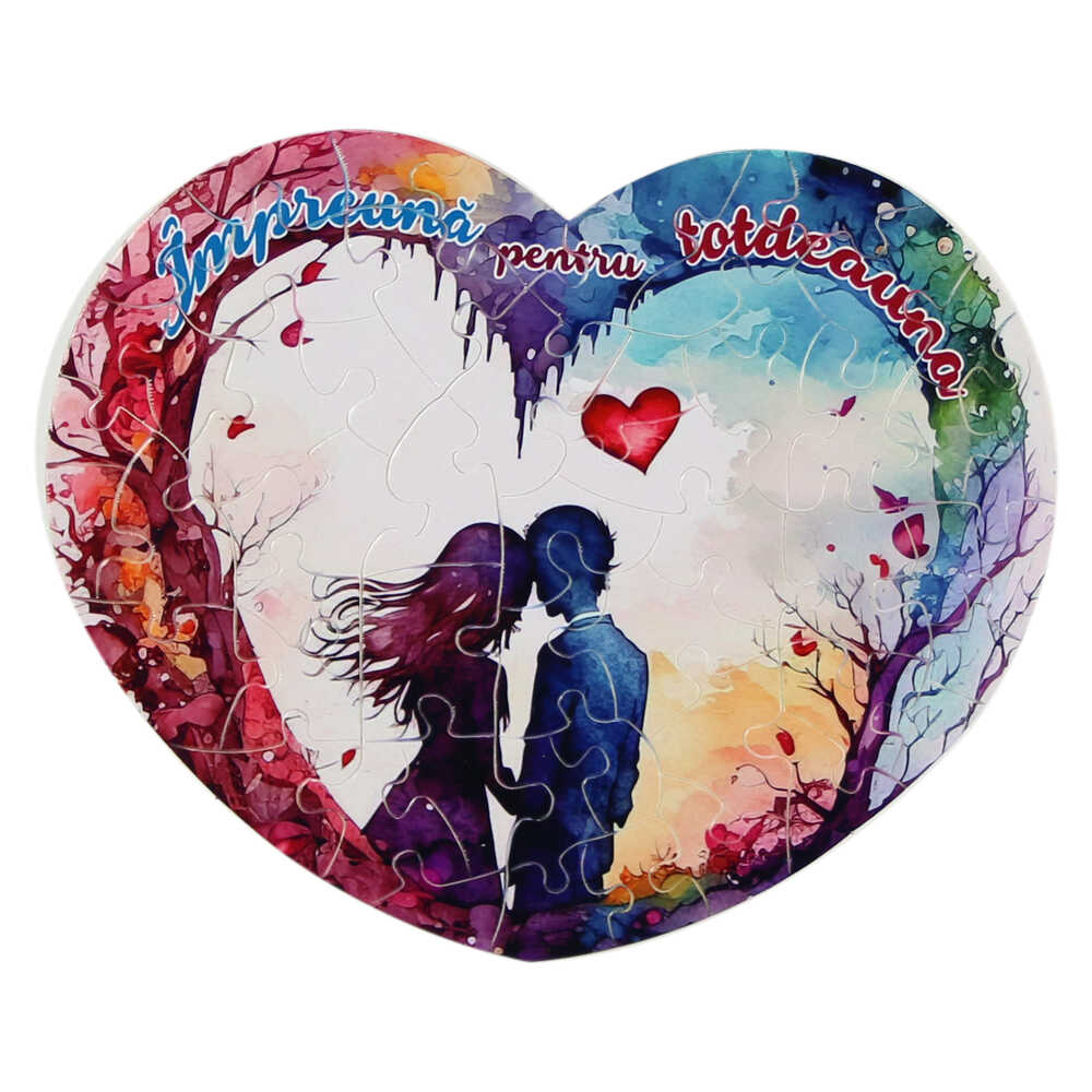 Puzzle Inima "Impreuna pentru totdeauna" 24x20 CM - Hontfar