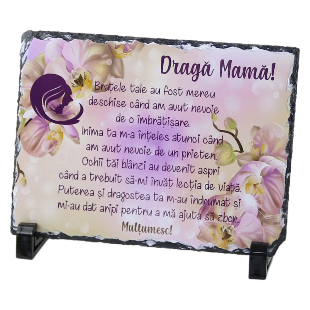 Placa ardezie "Draga Mama! Multumesc" 19x14 CM - Hontfar