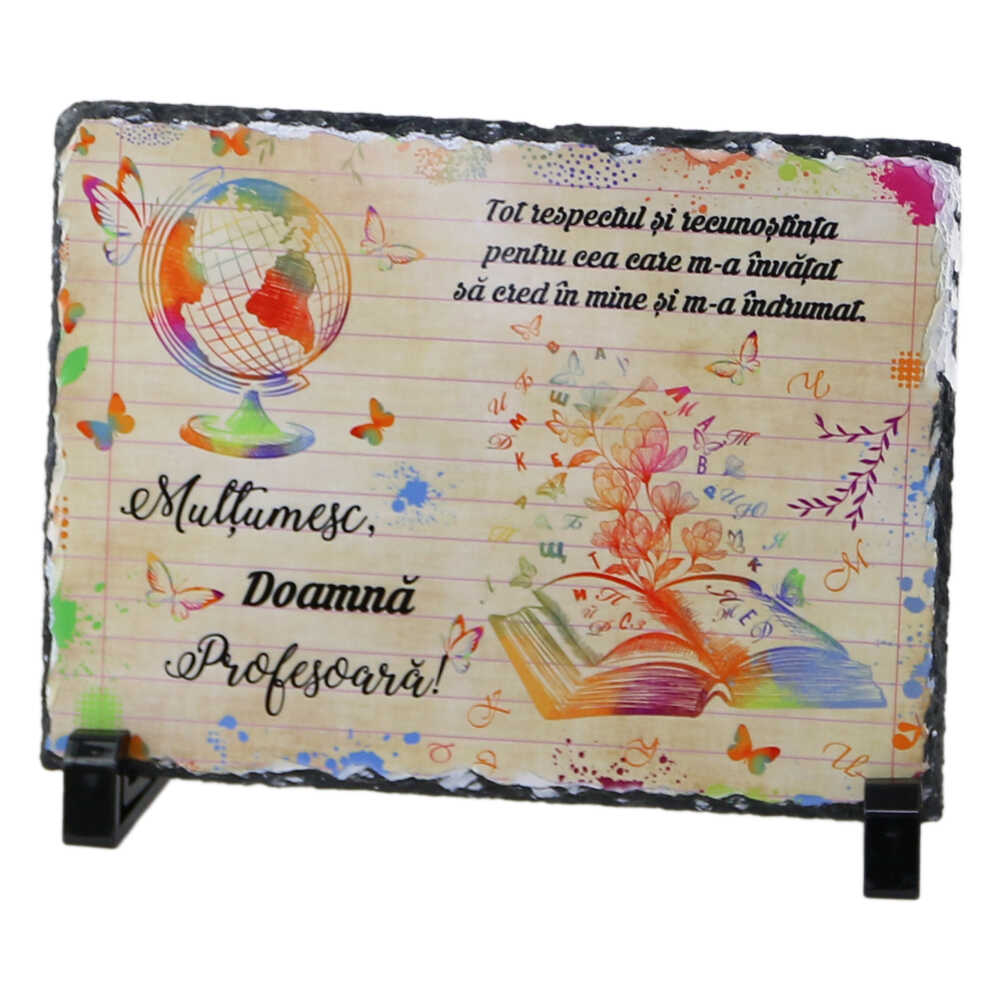 Placa ardezie "Multumesc, Doamna Profesoara!" 19x14 CM - Hontfar