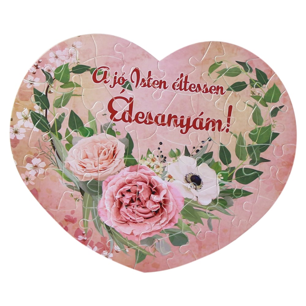 Puzzle Inima "A jo Isten eltessen, Edesanyam!" 24 CM - Hontfar