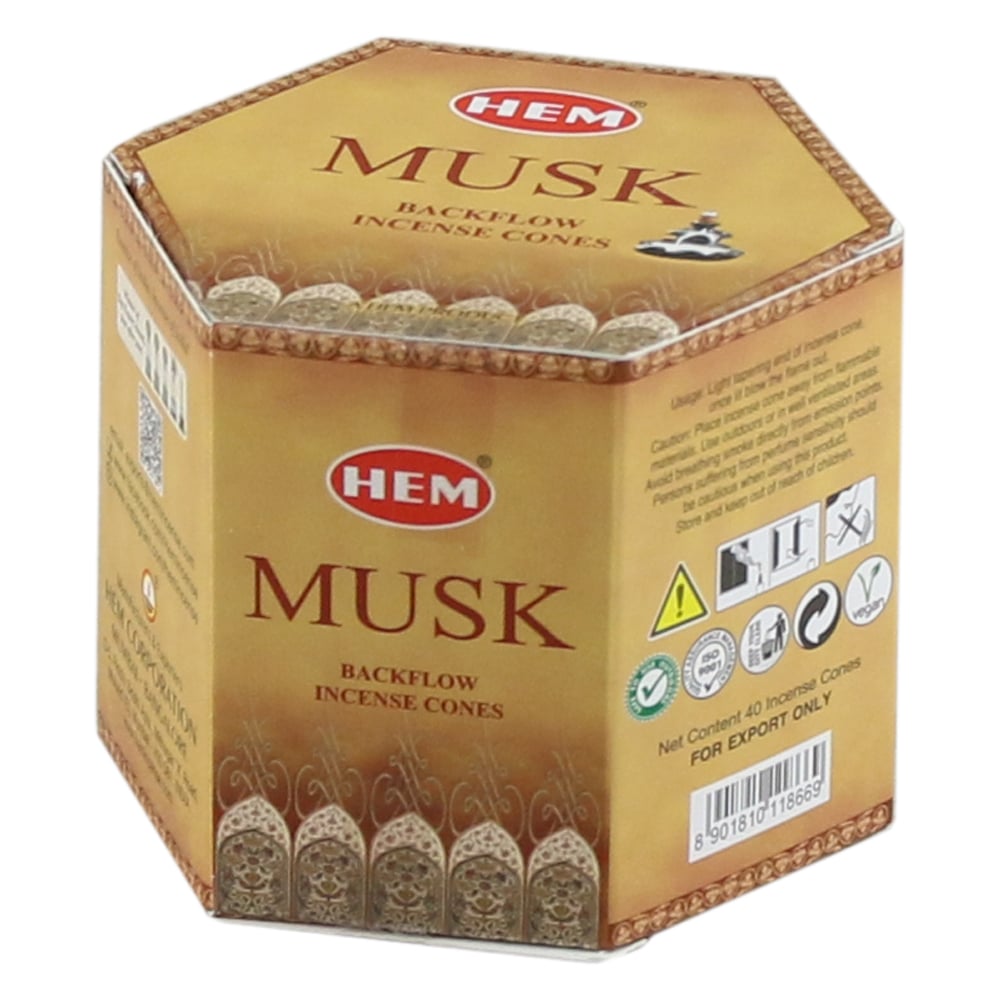 Conuri parfumate backflow Musk 40 buc. HEM product - Hontfar