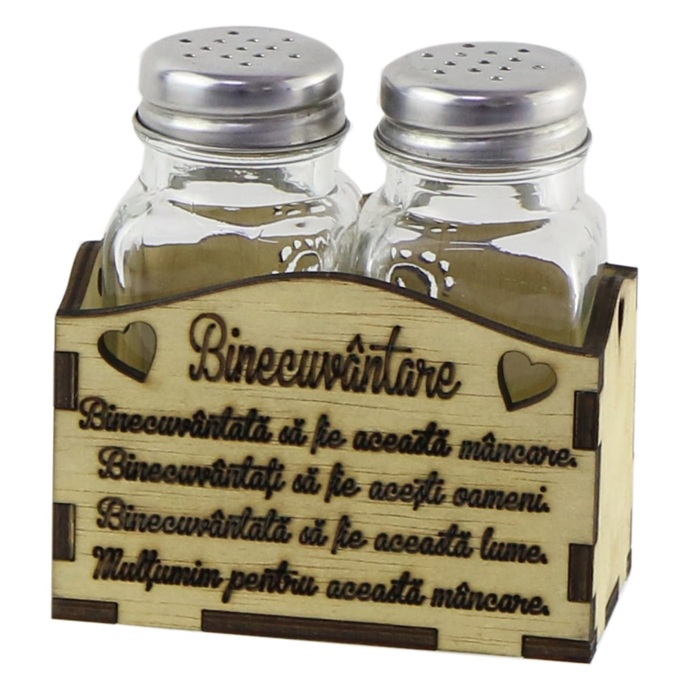 Set solnita si pipernita cu suport lemn "Binecuvantare" - Hontfar