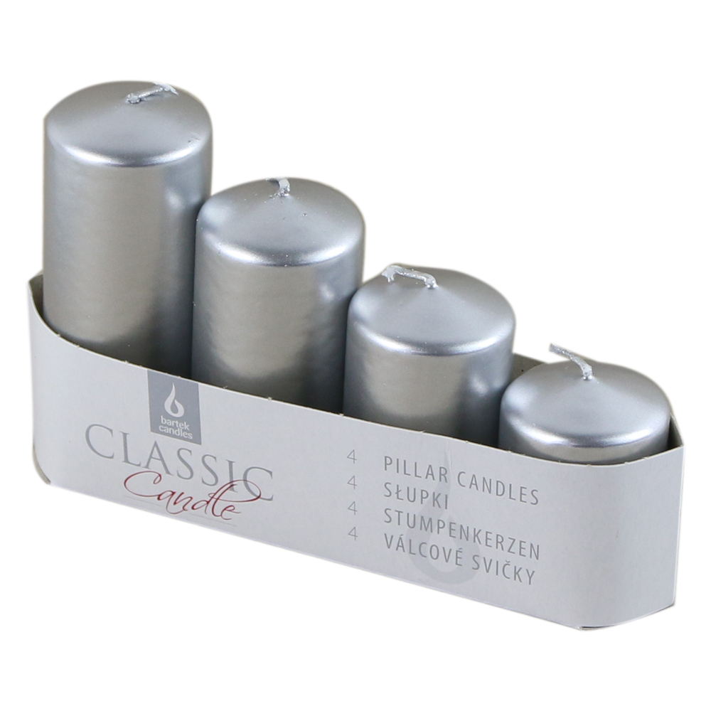 Set 4 lumanari advent Argintiu metalizat, 5.5/7/8.5/10 CM, Classic ...