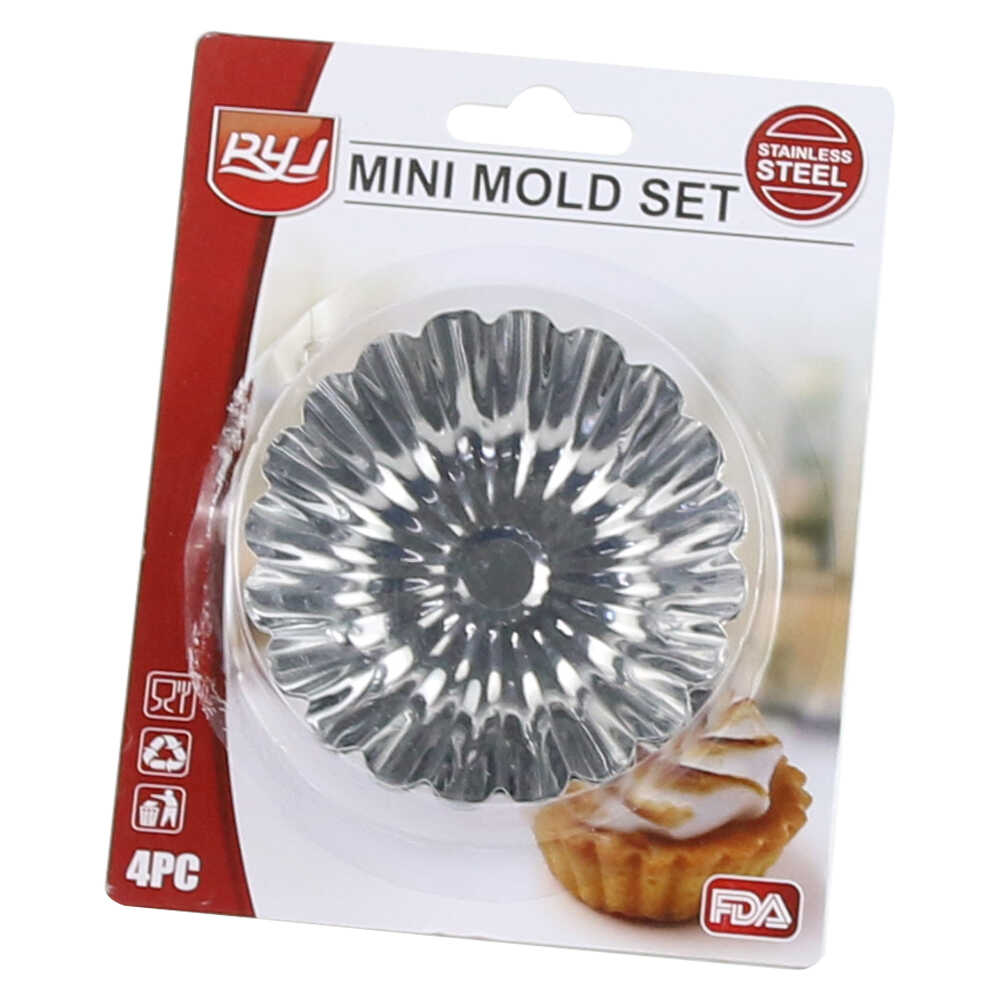 Set 4 forme pentru briose 8 CM, din inox - Hontfar