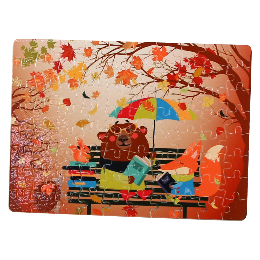 Puzzle 80 piese, Toamna cu animale 20x14.5 CM - Hontfar