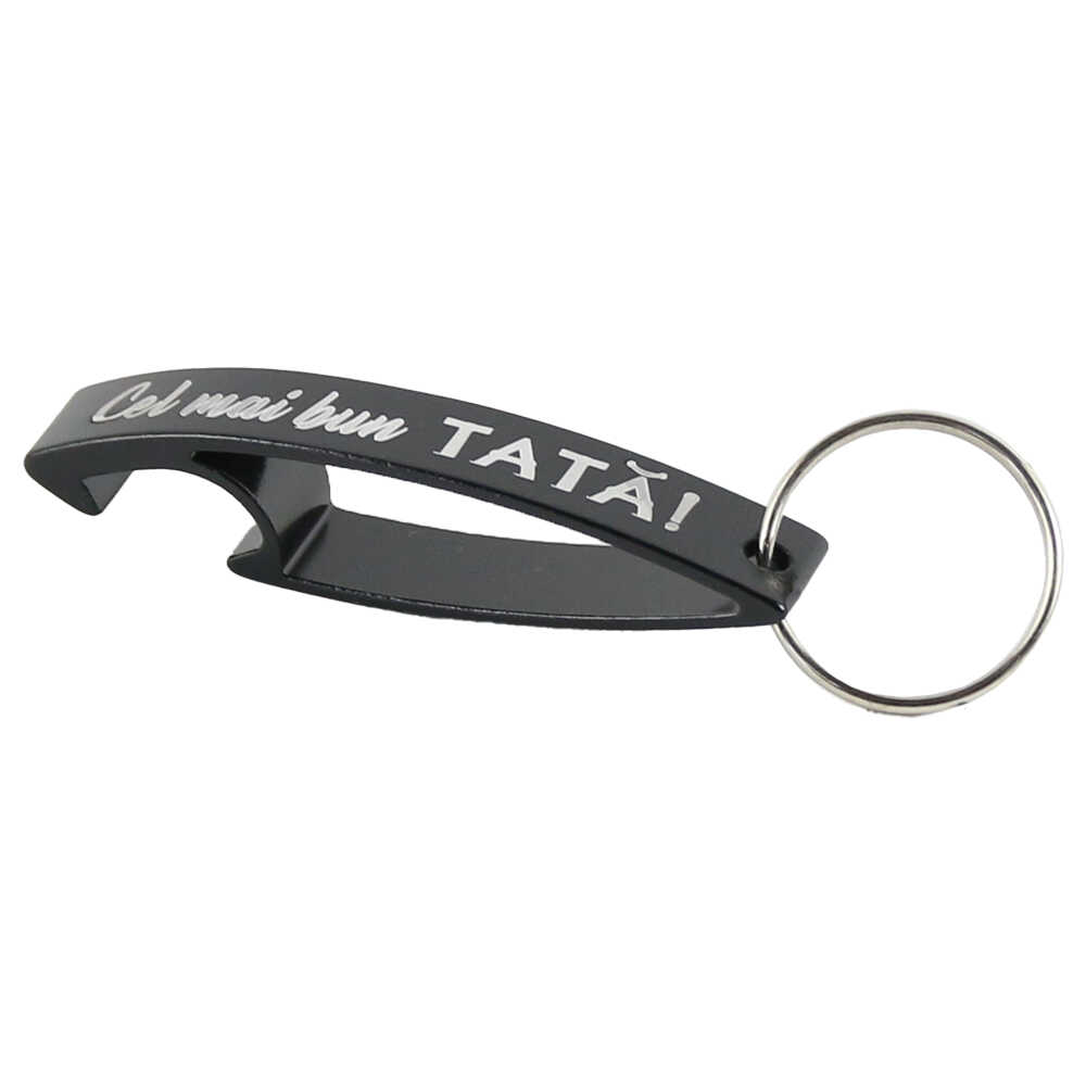 Breloc cu desfacator de sticle "Cel mai bun Tata", 6.5 CM, negru - Hontfar