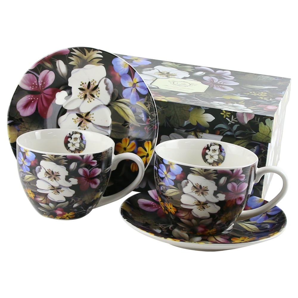 Set 2 cani din portelan 280 ml "Black" de William Kilburn, in cutie ...