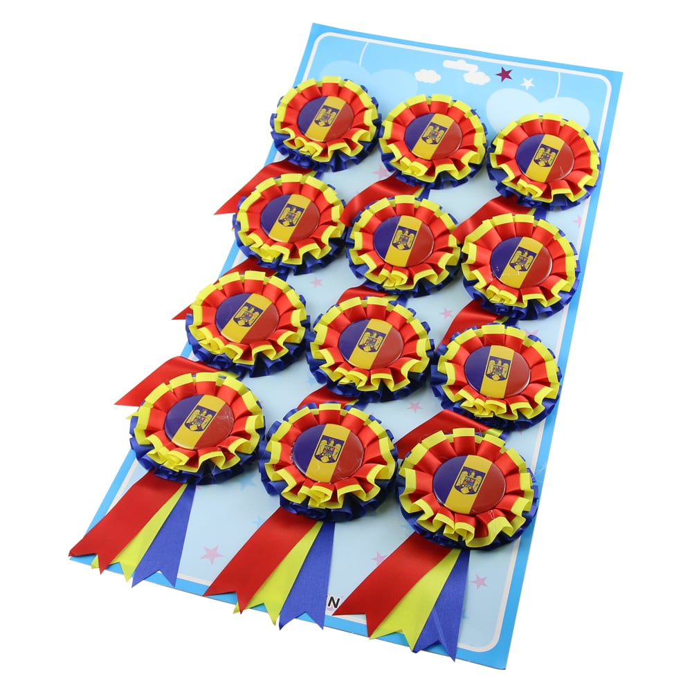 Set 12 Cocarda 8x15 CM, cu stema Romaniei - Hontfar