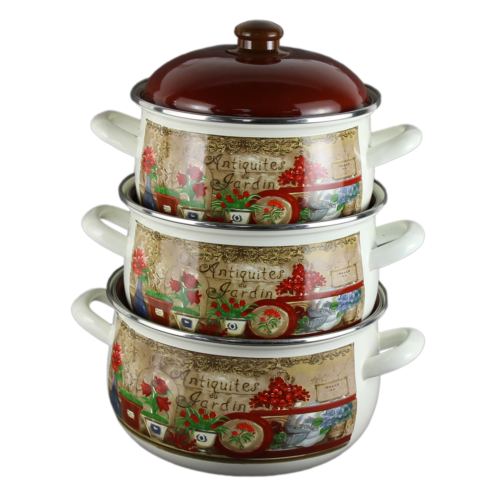 Set 3 oale emailate cu capac Arian, Antic - Hontfar