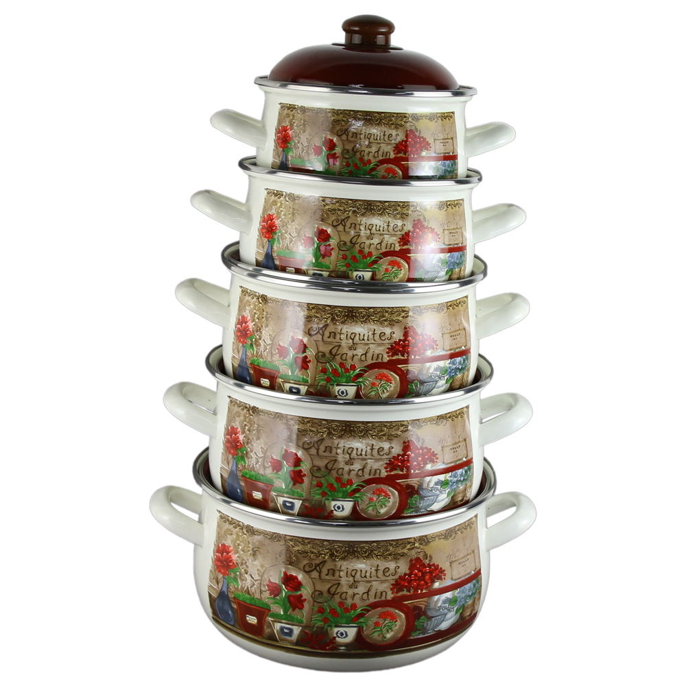 Set 5 oale emailate cu capac Arian, Antic - Hontfar