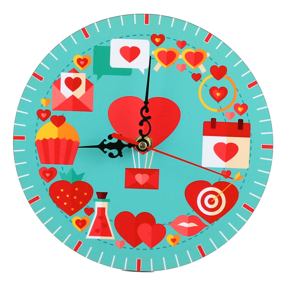 Ceas perete din lemn 19.5 CM, Inimioare - Hontfar