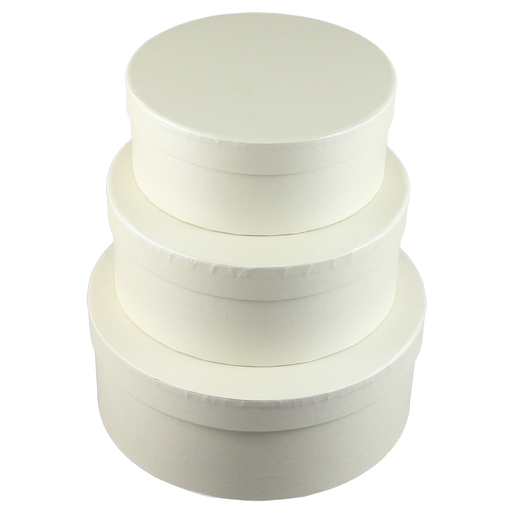 Set 3 cutii cadou rotunde 20x8 CM, Crem - Hontfar