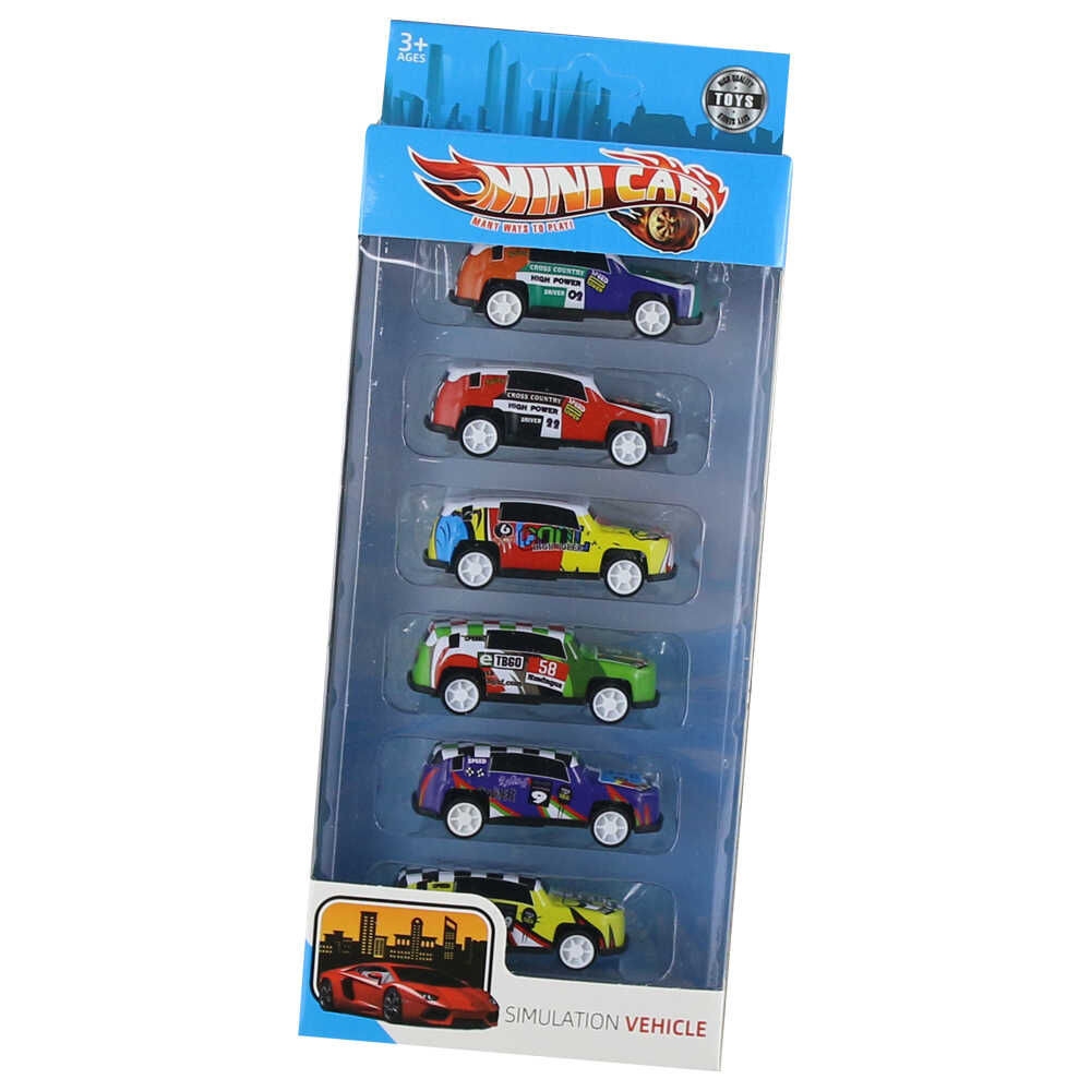 Set 6 masini de curse din plastic 3 + - Hontfar