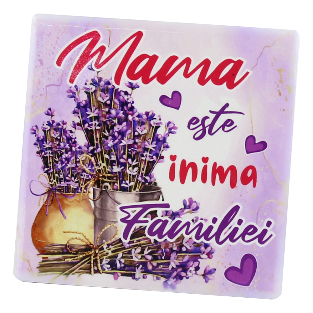 Magnet din ceramica "Mama este inima Familiei" 7.5x7.5 CM - Hontfar