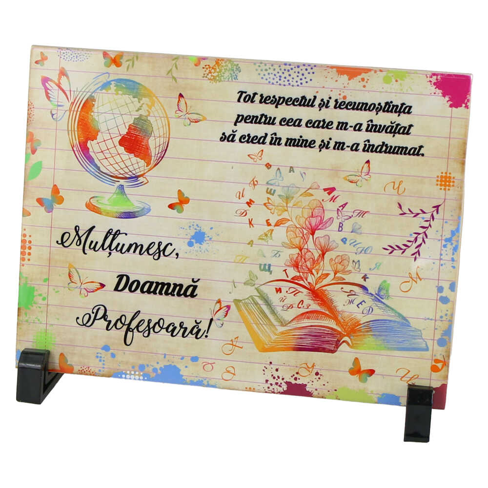 Placa decorativa "Multumesc doamna Profesoara!" 20x15 CM - Hontfar