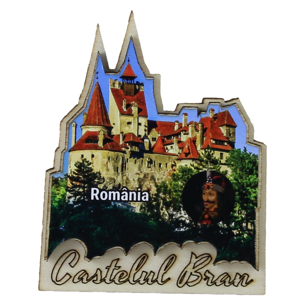 Magnet frigider din lemn "Castelul Bran" 6.5x8 CM, Romania - Hontfar