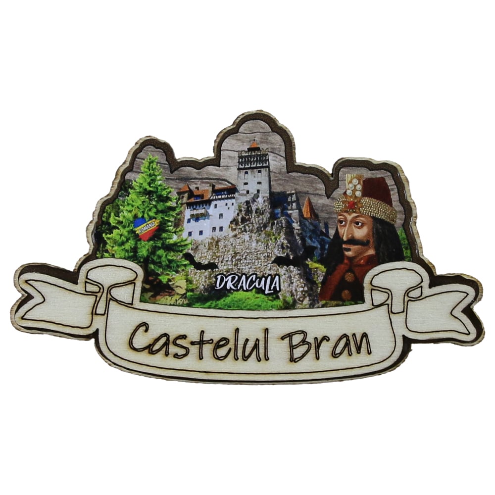 Magnet frigider din lemn "Castelul Bran" 10x6 CM, Dracula - Hontfar