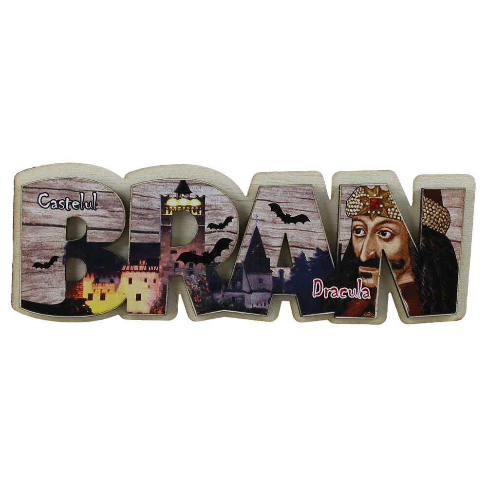 Magnet frigider din lemn "Castelul Bran" 13x4 CM, Dracula - Hontfar
