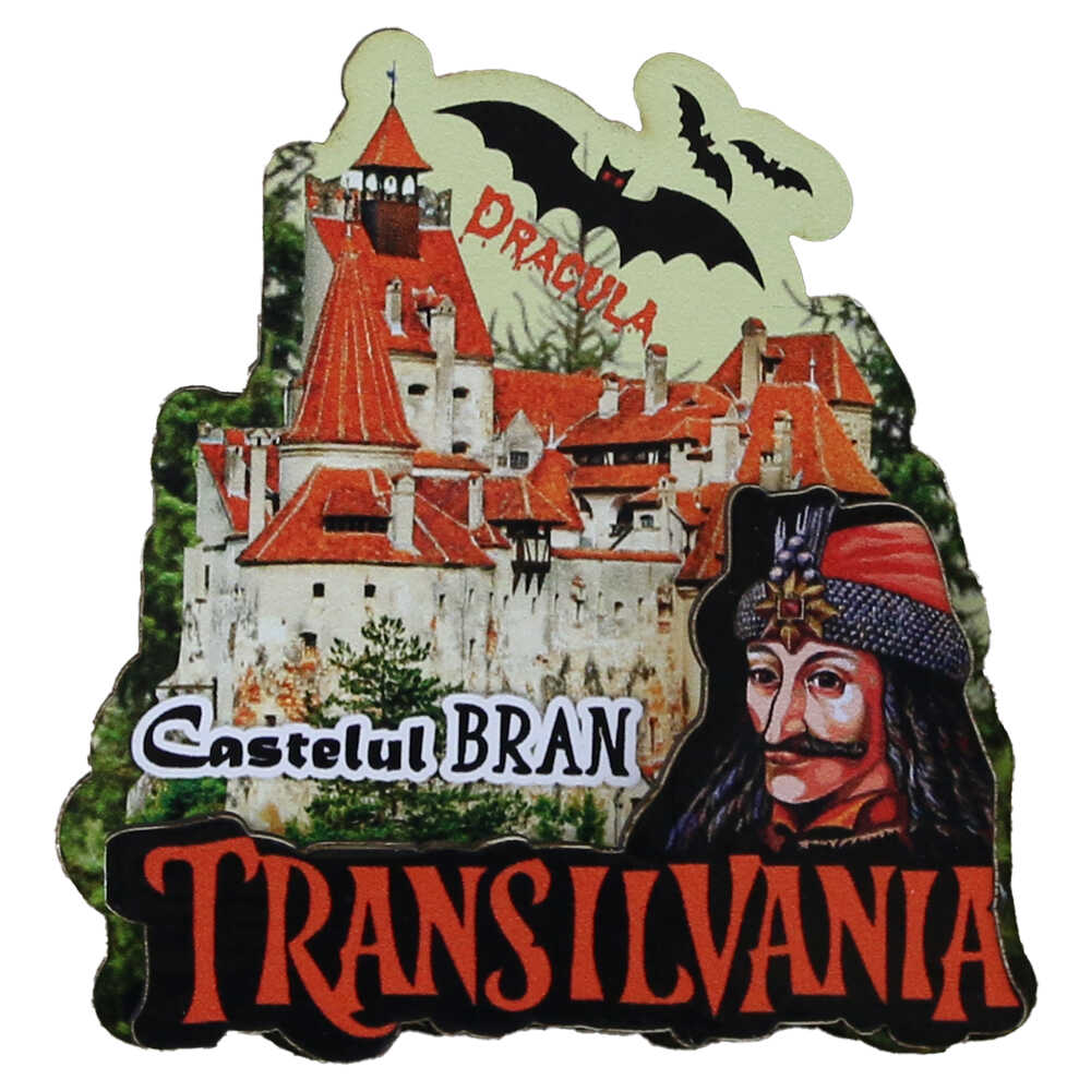 Magnet frigider din lemn "Castelul Bran" 7x7.5 CM, Transilvania - Hontfar